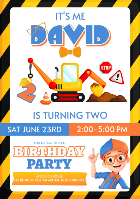 Blippi Birthday Truck Invitation template | PosterMyWall