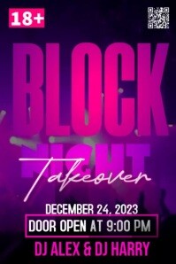Purple Tipografi Saturday Block Party Pamflet (letter As) Template ...