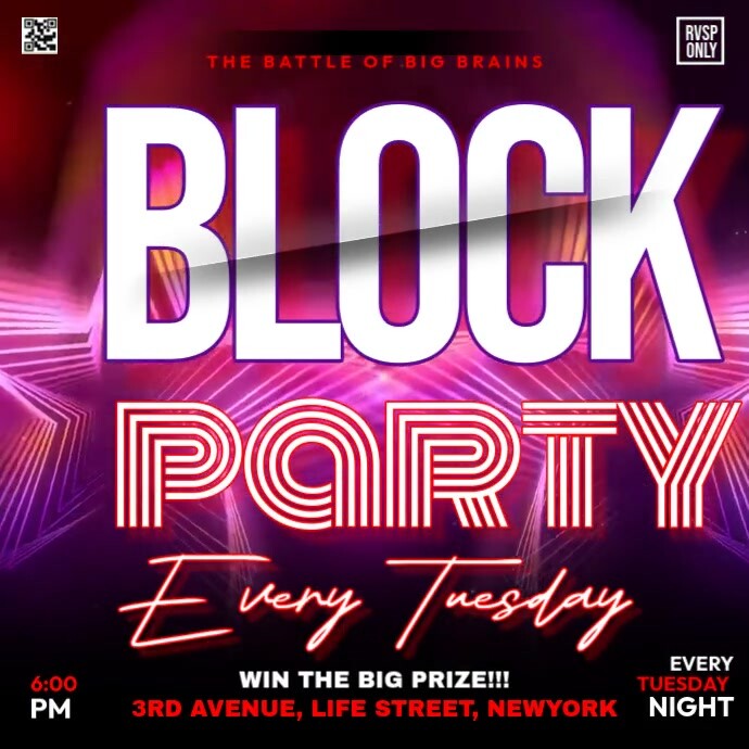 Block Night Party Video Template | PosterMyWall
