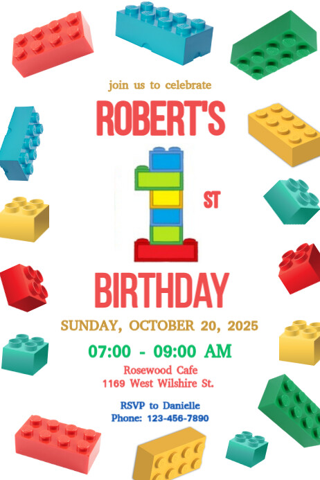 Lego Birthday Invitation Template 24 Pack Building Blocks Birthday