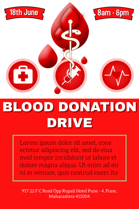Blood donation drive poster Template | PosterMyWall