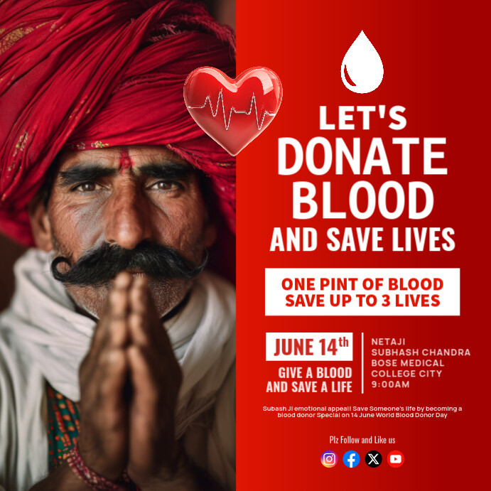 Blood Donor Emotional Appeal Post Template | PosterMyWall