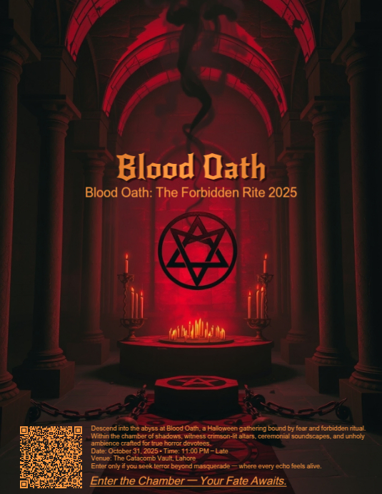 Modèle Blood Oath Demonic Ritual Chamber Halloween Flyer Template ...