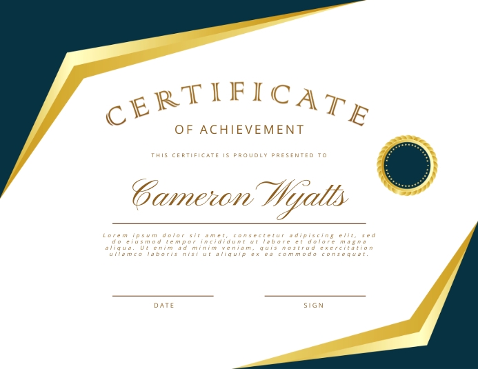 Blue & Gold Certificate Achievement Award Template | PosterMyWall