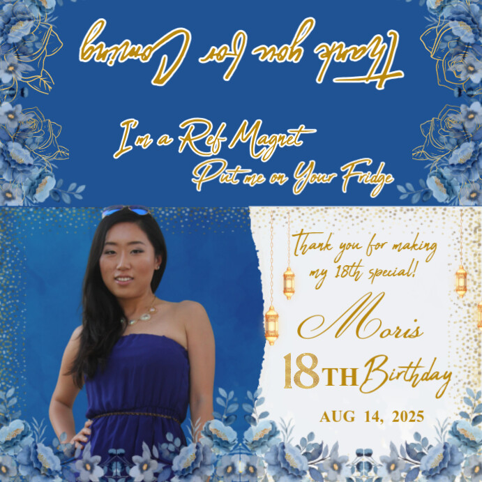 Blue & Gold Debut Keepsake Template | PosterMyWall