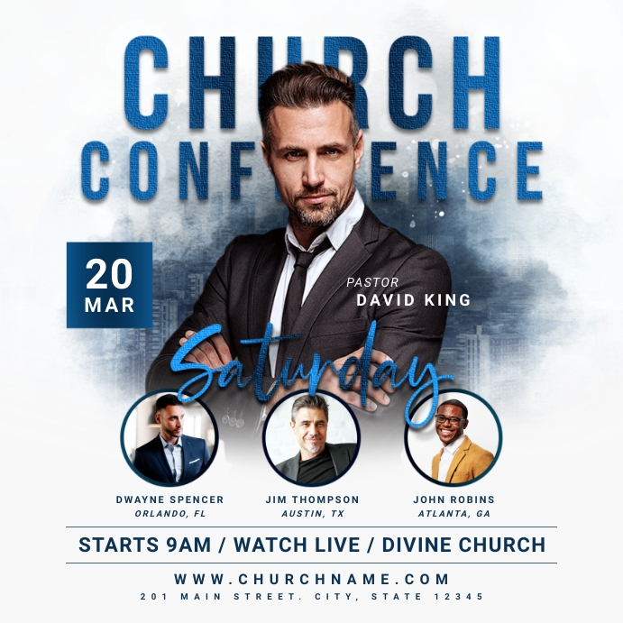 Blue & Grey City Church Conference Event | PosterMyWall