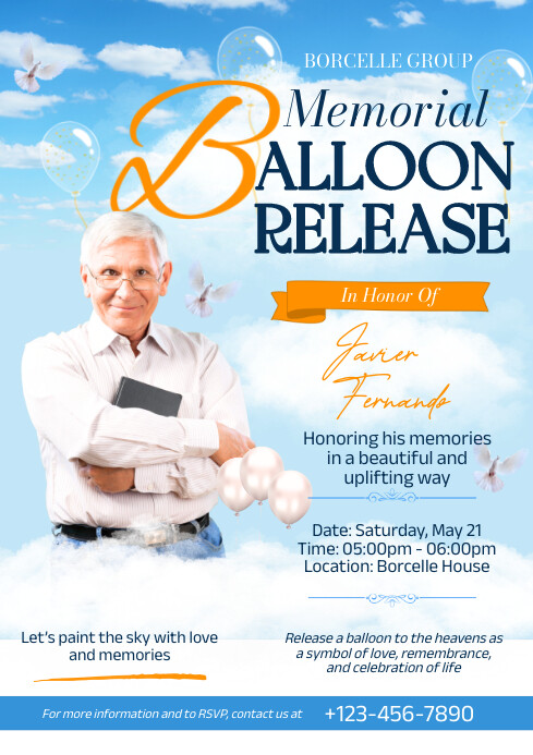 Copy of Blue & Orange Dynamic Memorial Balloon | PosterMyWall