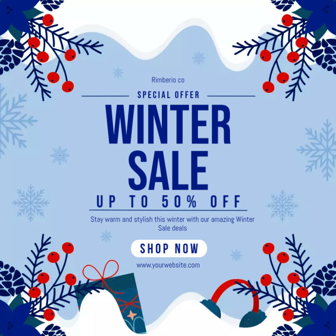 Blue & Red Modern Winter Sale Template | PosterMyWall