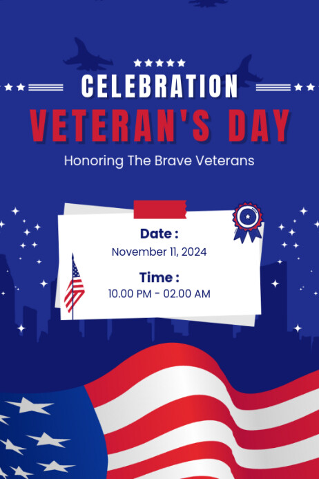 Blue & Red Veteran's Day Poster Template | PosterMyWall