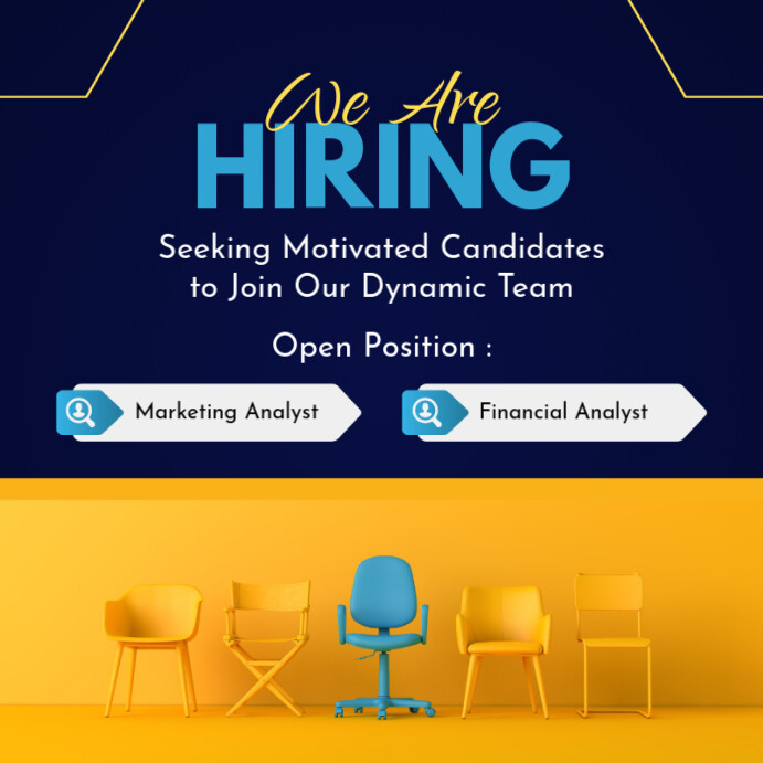 Copy of Blue & Yellow We Are Hiring Instagram Post | PosterMyWall