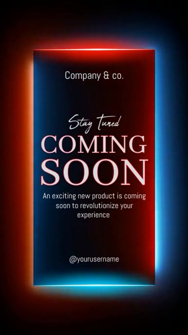 Blue & Red Neon Coming Soon Mobile Video Template | PosterMyWall