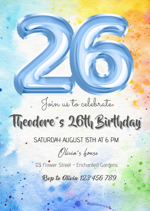26th Birthday Invitation First Bee Day Birthday Invitation Editable