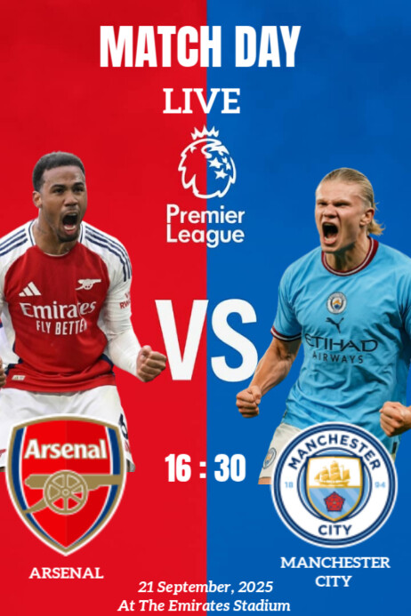 Blue 3d Arsenal Vs Manchester City | Match Day Poster Template ...