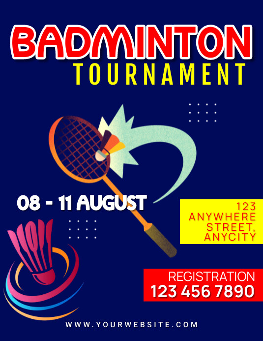 Copy of Blue 3d Badminton Tournament Pamflet (letter | PosterMyWall