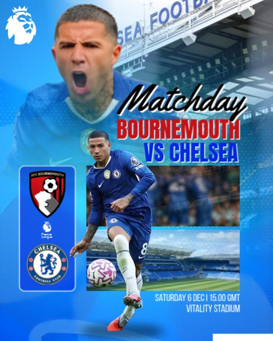 Blue 3d Chelsea Matchday Premier League Instagram Portrait Template ...