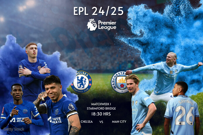 Copy of Blue 3d Chelsea Vs Manchester City Poster | PosterMyWall