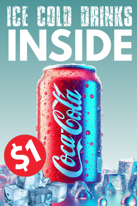 Blue 3d Cold Drinks Sold Here Poster Template | PosterMyWall