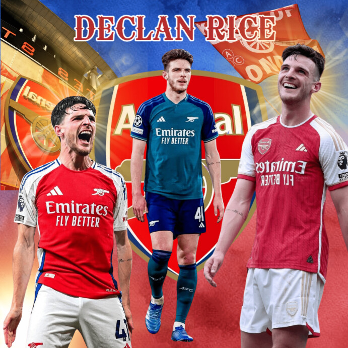 Copy of Blue 3d Declan Rice Arsenal Football Player Instagram Post ...