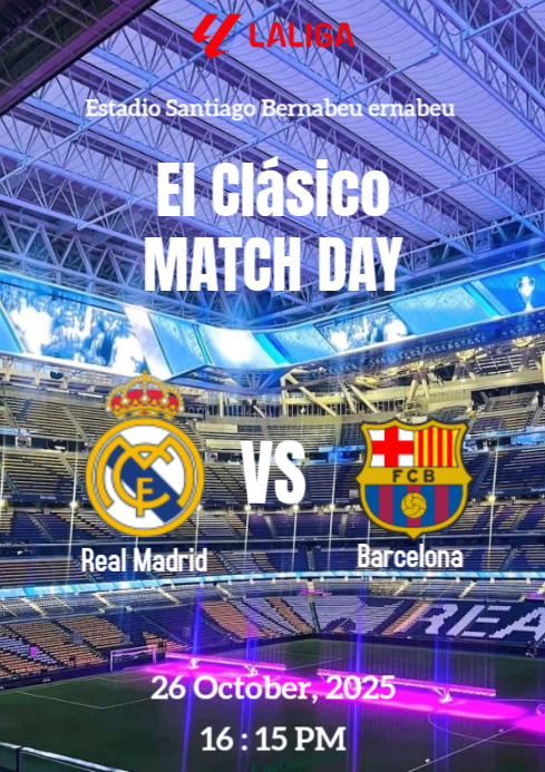 Modèle Blue 3d El Clásico Match Day Poster A4 | PosterMyWall