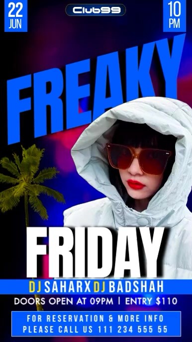 Plantilla de Blue 3d Freaky Friday Night Party Instagram S | PosterMyWall