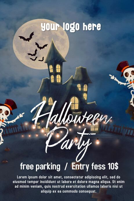 Blue 3d Halloween Poster Template | PosterMyWall