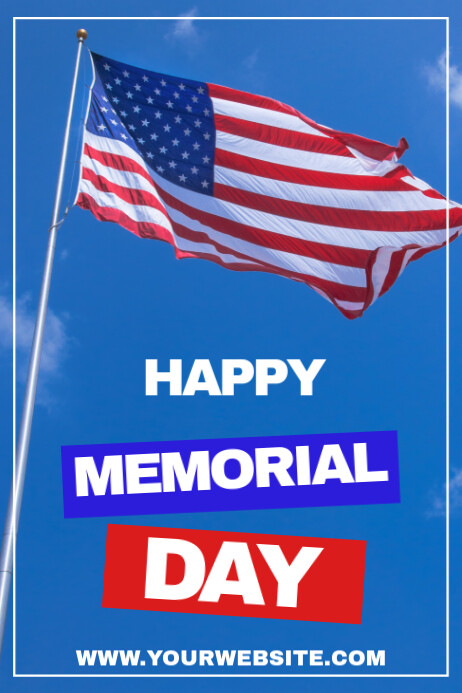 Blue 3d Happy Memorial Day Poster Template | PosterMyWall