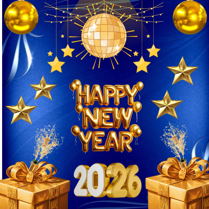 Blue 3d Happy New Year 2026 Gold Luxury Celebration Poster Instagram ...