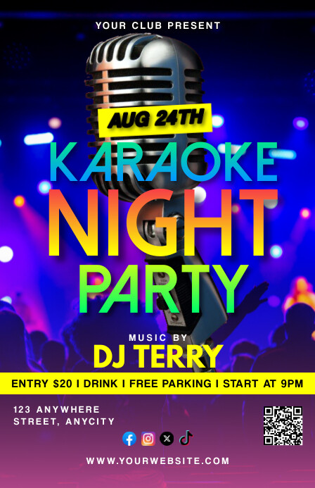 Plantilla de Blue 3d Karaoke Night Party Tabloid | PosterMyWall