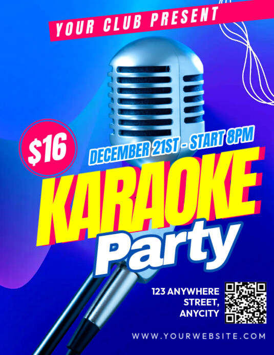 Blue 3d Karaoke Party Pamflet (letter As) Template | PosterMyWall