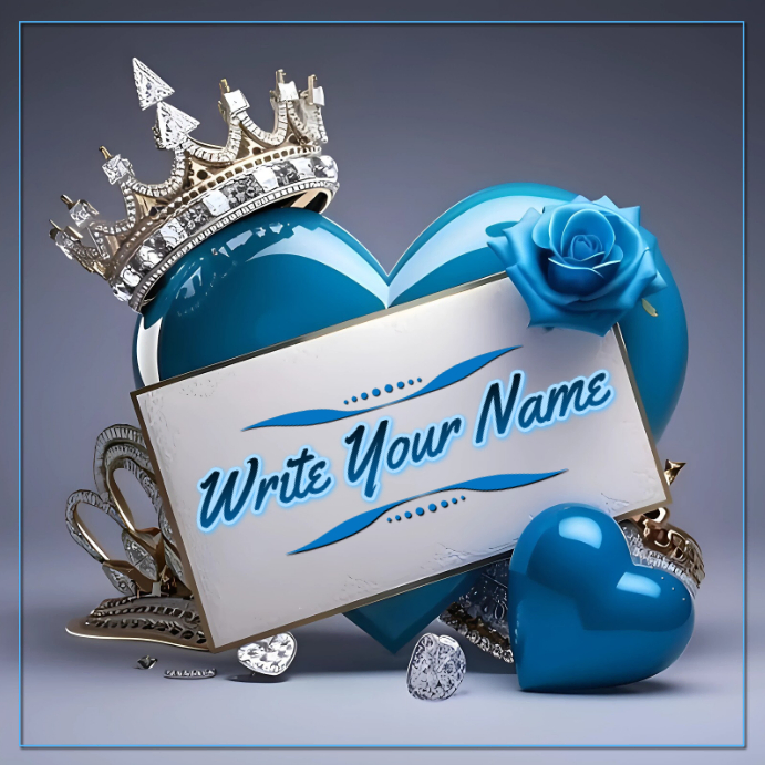 Blue 3d Luxury Personalized Love Name Square (1:1) Template | PosterMyWall