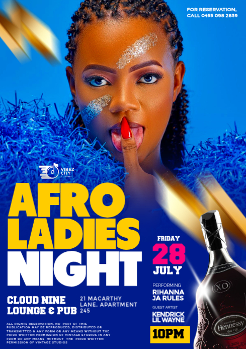 Blue 3D Maximalist Afro Fusion Night Out Party Flyer For Print A4 Template | PosterMyWall