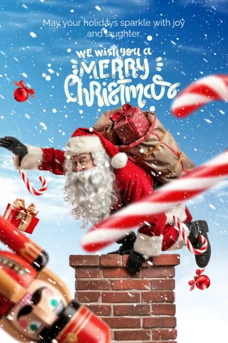 Blue 3d Merry Christmas Video Poster Template | PosterMyWall