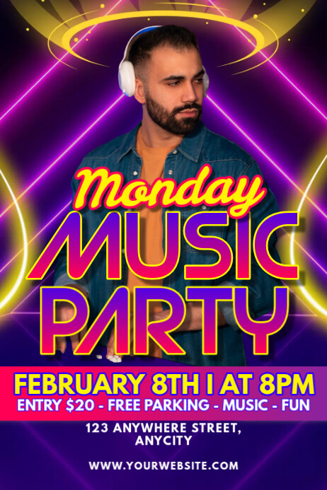 Copy of Blue 3d Monday Music Party Poster | PosterMyWall