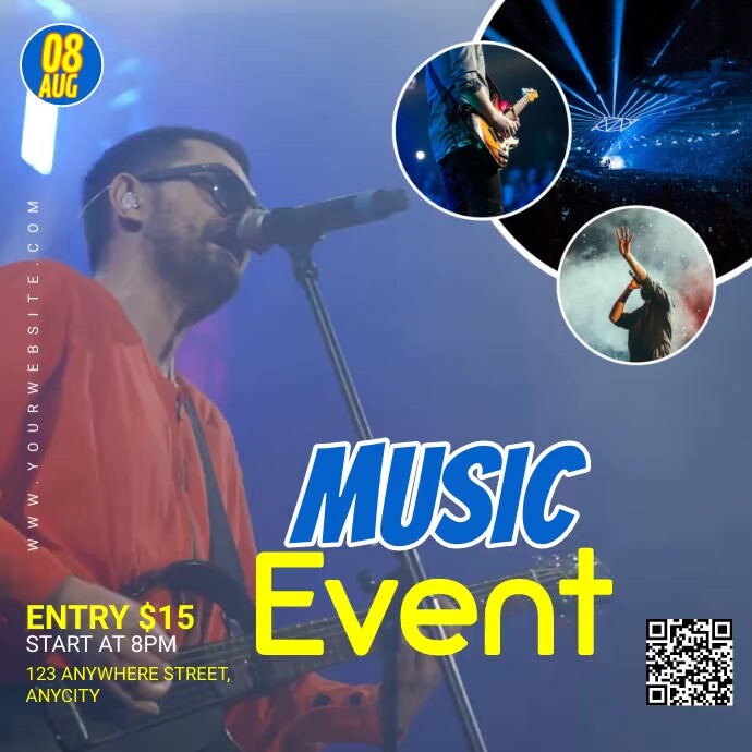 Blue 3d Music Event Pos Instagram Template | PosterMyWall