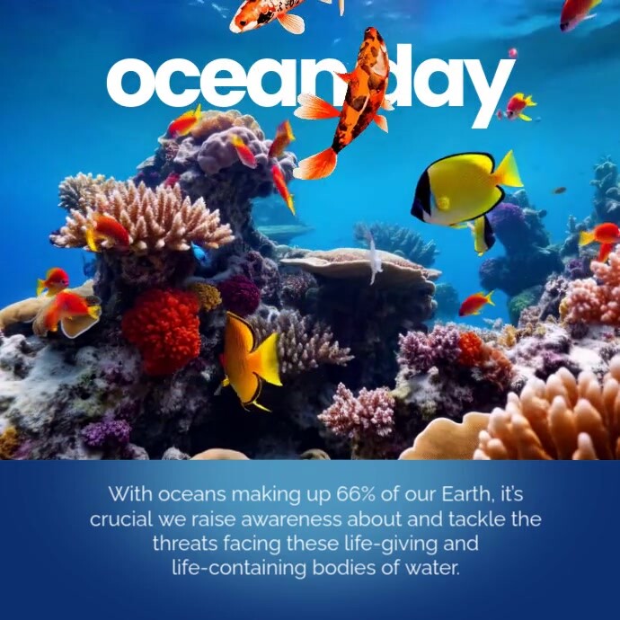 Blue 3d Ocean Day Instagram Post Templat | PosterMyWall