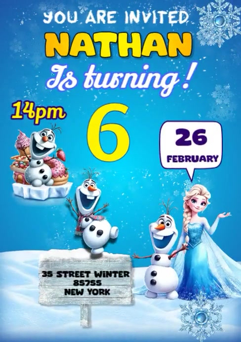 Modèle Blue 3d Olaf And Elsa Frozen Birthday Party D | PosterMyWall