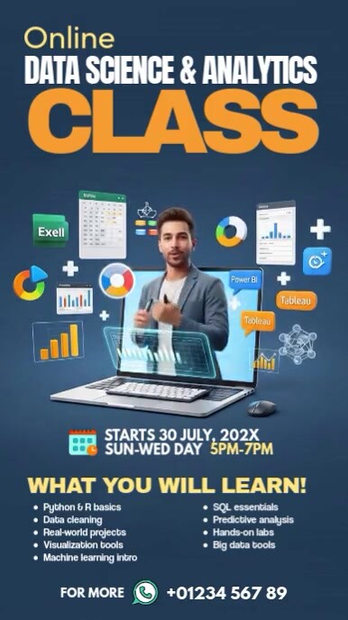 Blue 3d Online Data Science & Analytics Class Ad Instagram Reel ...