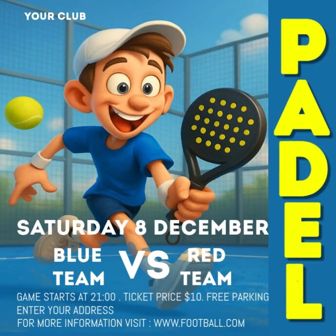 Copy of Blue 3d Padel Game Tournament Post Instagram | PosterMyWall