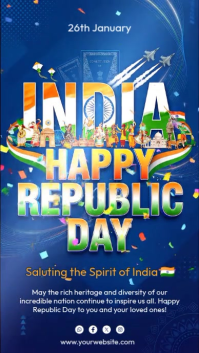 Blue 3d Republic Day Instagram Story Template | PosterMyWall