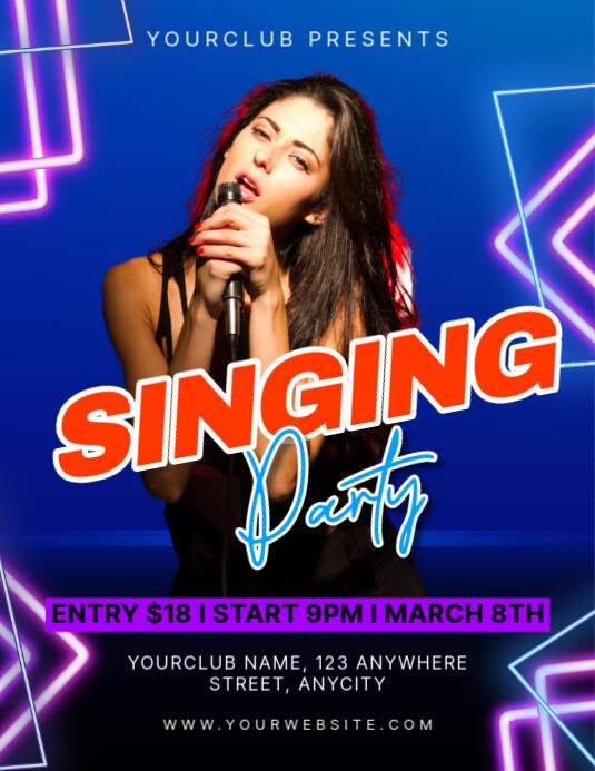 Blue 3d Singing Party Pamflet (letter As) Template | PosterMyWall