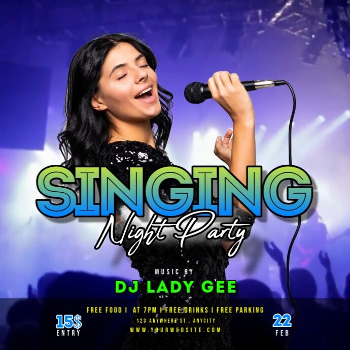 Blue 3d Singing Party Pos Instagram Template | PosterMyWall