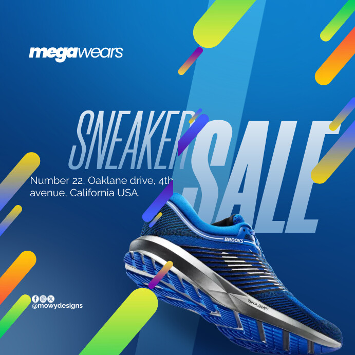 Blue 3d Sneaker Sale Ad Instagram Post Templat | PosterMyWall