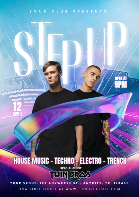 Copy of Blue 3d Step Up Night Party A4 | PosterMyWall