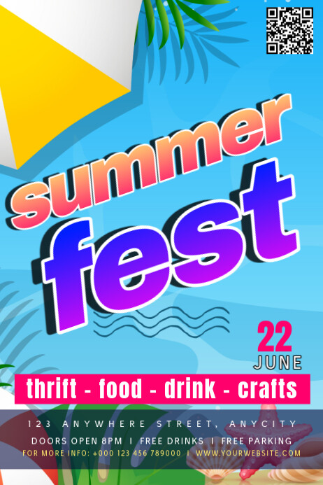Blue 3d Summer Fest Poster Template | PosterMyWall