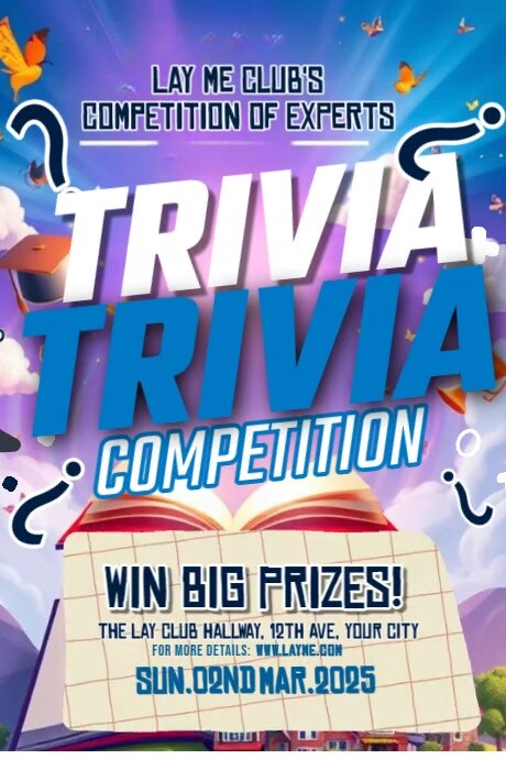 Plantilla de Blue 3d Trivia Competition Poster | PosterMyWall