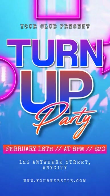 Blue 3d Turn Up Party Reel Instagram Template | PosterMyWall
