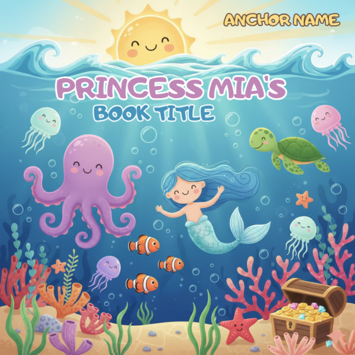 Plantilla de Blue 3d Underwater Themed Kids Book Cover Design Template ...