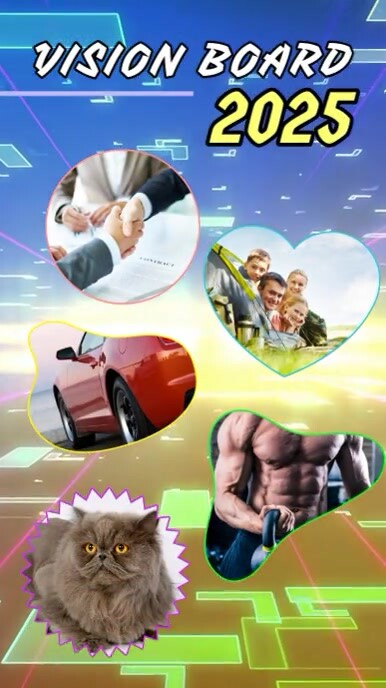 Blue 3d Vision Board 2025 Reel Instagram Template | PosterMyWall
