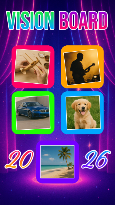 Modèle Blue 3d Vision Board 2026 Instagram Story | PosterMyWall