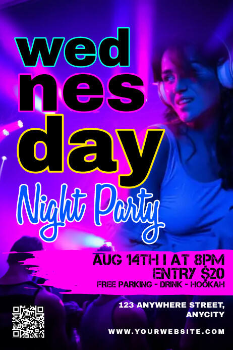 Copy of Blue 3d Wednesday Night Party Poster | PosterMyWall